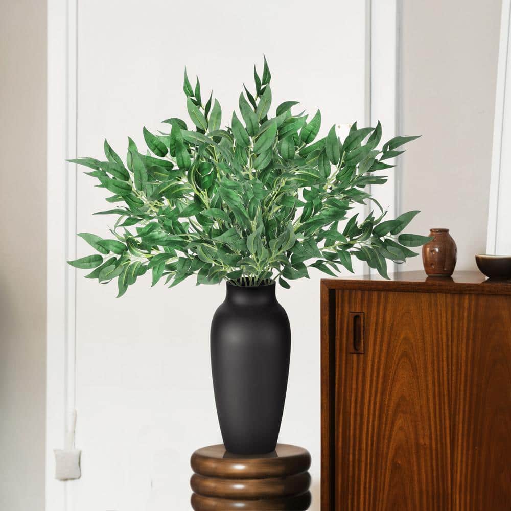 LIVING LUXURY 27 in. Artificial Willow Leaf Stem Plant Greenery Foliage ...