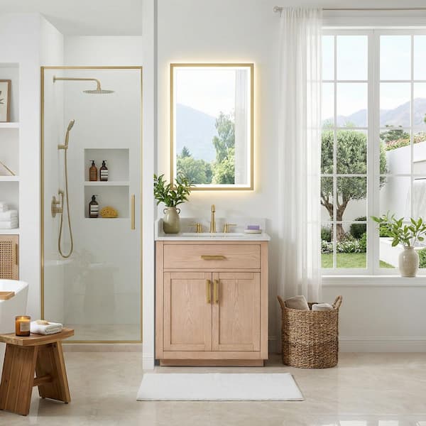 Altair Gavino 30 in. Single Freestanding Natural Ash Bath Vanity with ...