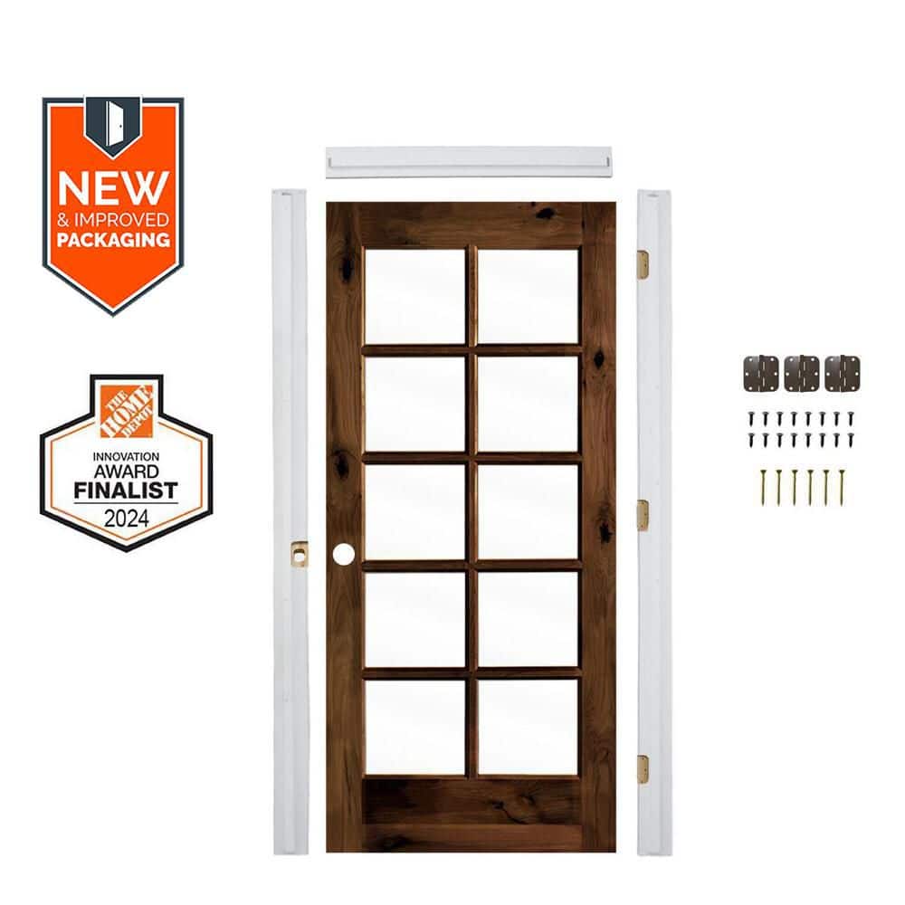 Krosswood Doors 32in.x80in. Right-Hand 10-Lite ClearGlass RedMahogany ...