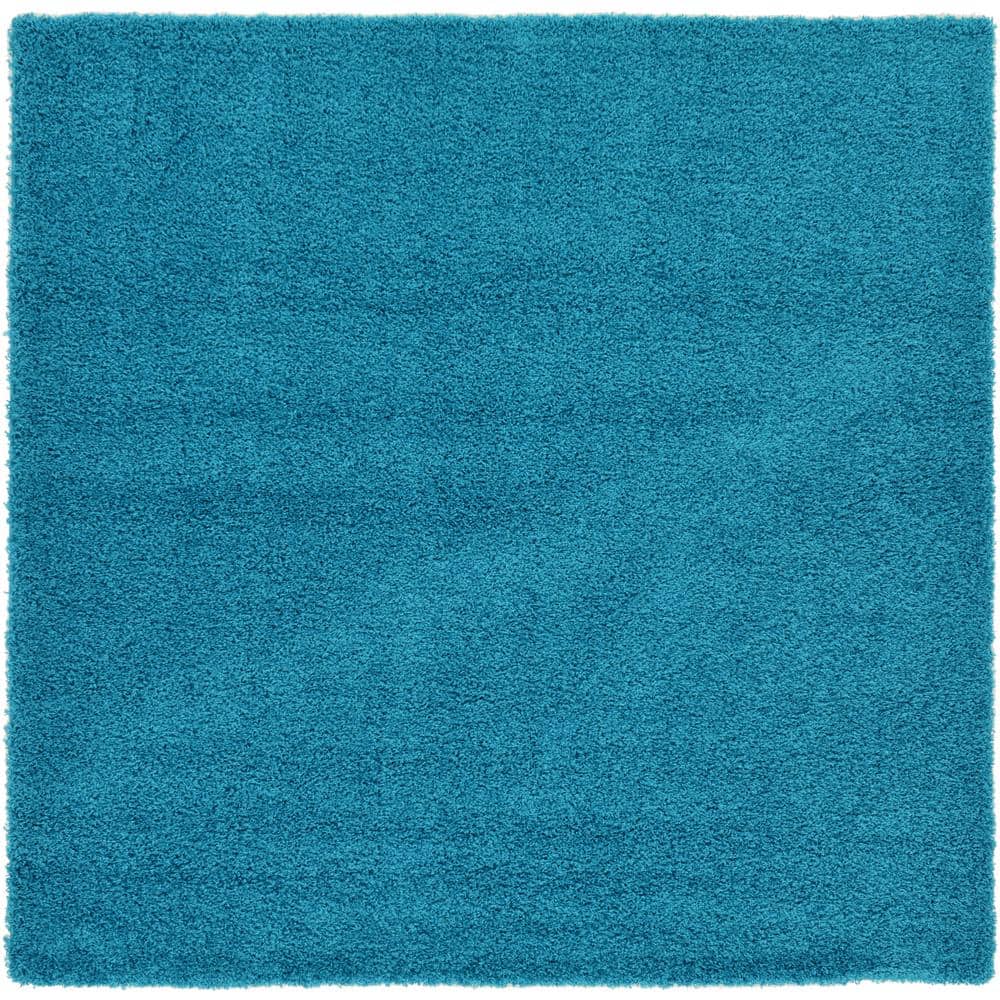 Unique Loom Solid Shag Turquoise 8 ft. Square Area Rug 3126261 - The ...