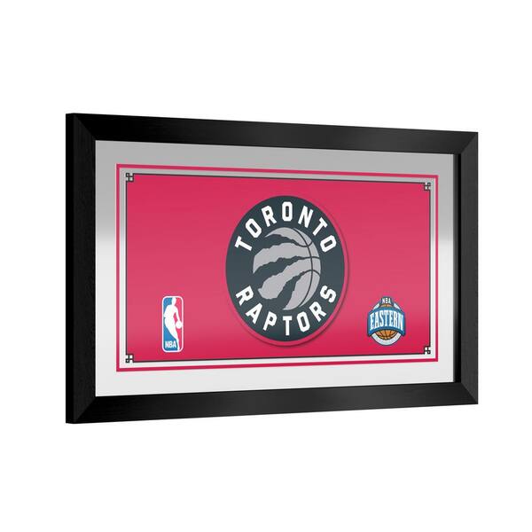 Toronto Raptors Logo 26 in. W x 15 in. H Wood Black Framed Mirror ...