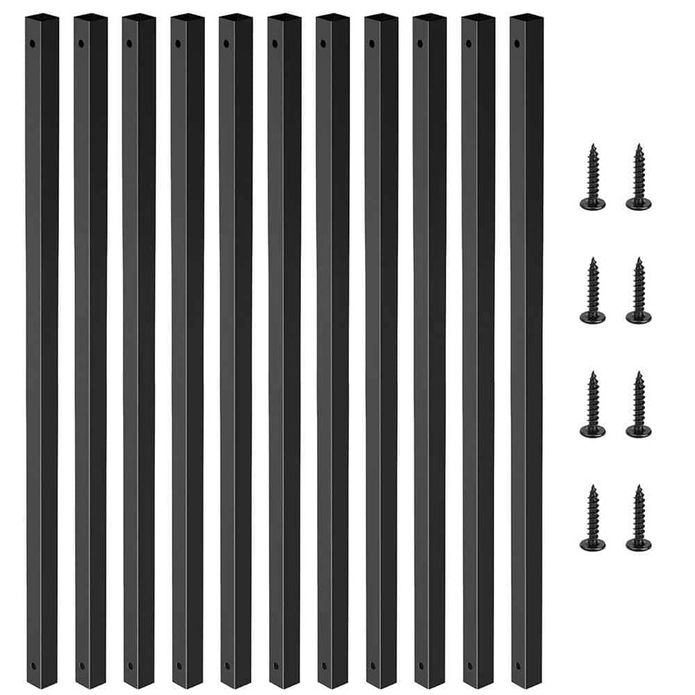 Afoxsos 51-Piece 36 Inch Black Metal Square Design Deck Balusters ...