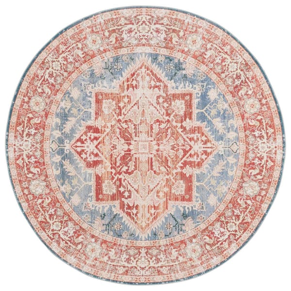 SAFAVIEH Arizona 6 ft. x 6 ft. Blue Green/Rust Machine Washable ...