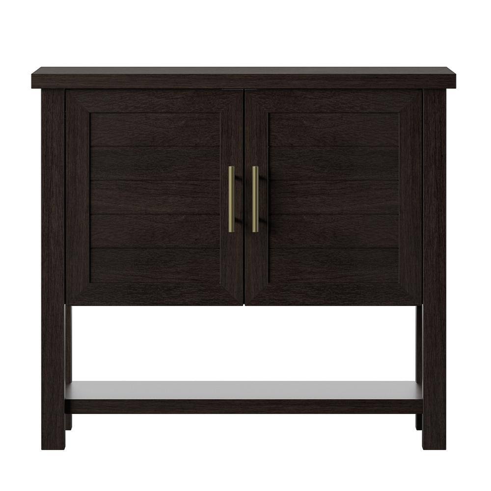 Twin Star Home 36 in Midnight Cherry Console Table with USB Charging Ports