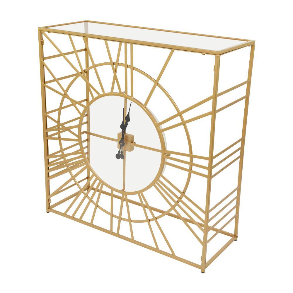 Litton Lane 32 in. Gold Extra Large Rectangle Metal Console Table with ...