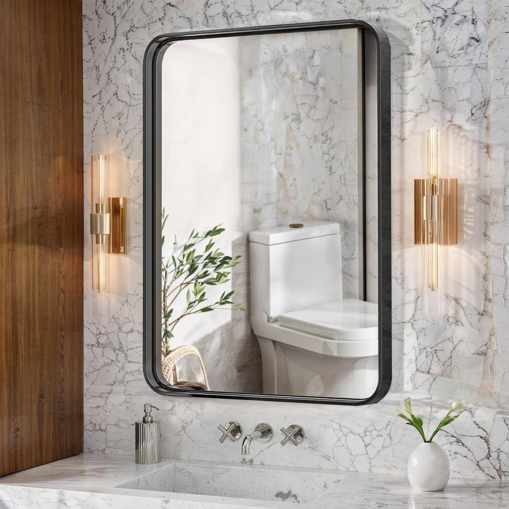 WONDER COMFORT Black 22 in. W x 30 in. H Modern Vanity Rectangle Metal ...