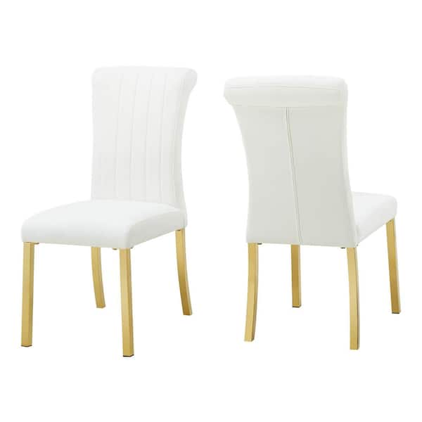 Furniture of America Kehla Gold/White Glam Fabric Upholstered Dining ...