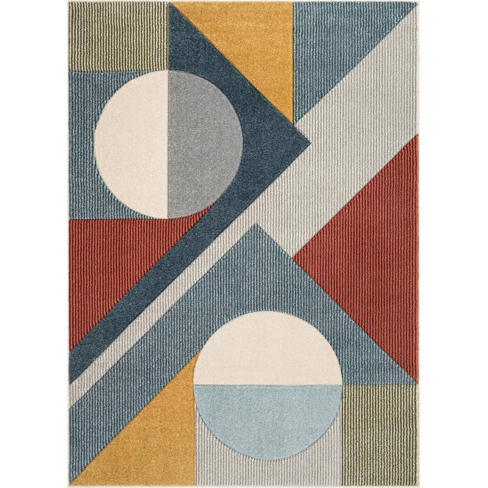 Well Woven Ruby Glimmer Mid-Century Modern Multi 5 ft. 3 in. x 7 ft. 3 ...