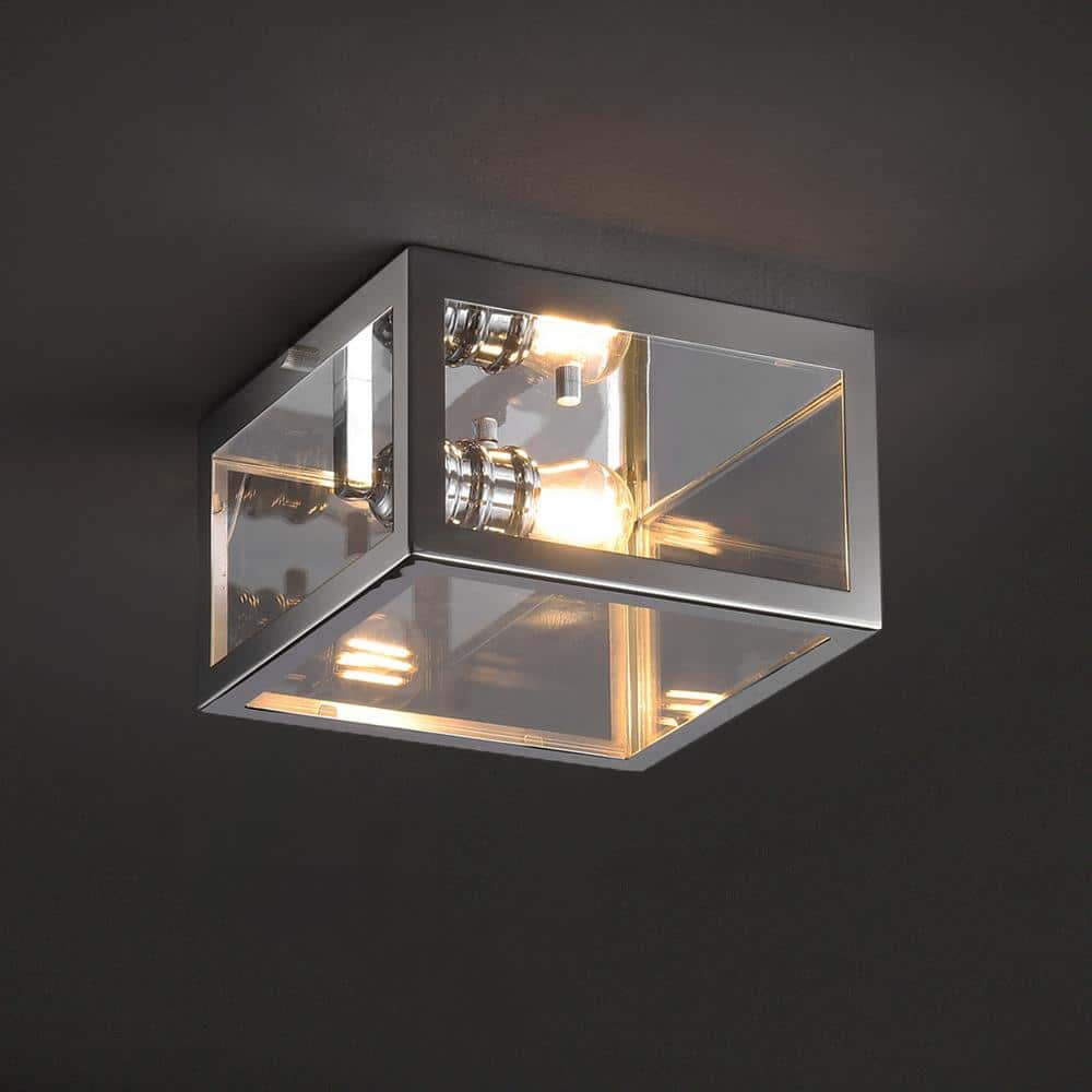 JONATHAN Y Eleanor 8 in. 1-Light Farmhouse Industrial Square Iron/Glass ...