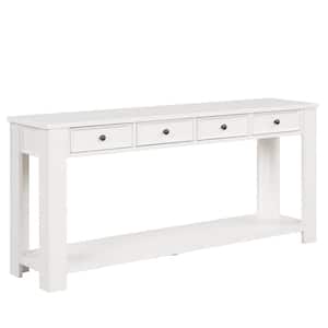 48 in. White Rectangular Solid Pine Wood Top Console Table Entryway ...