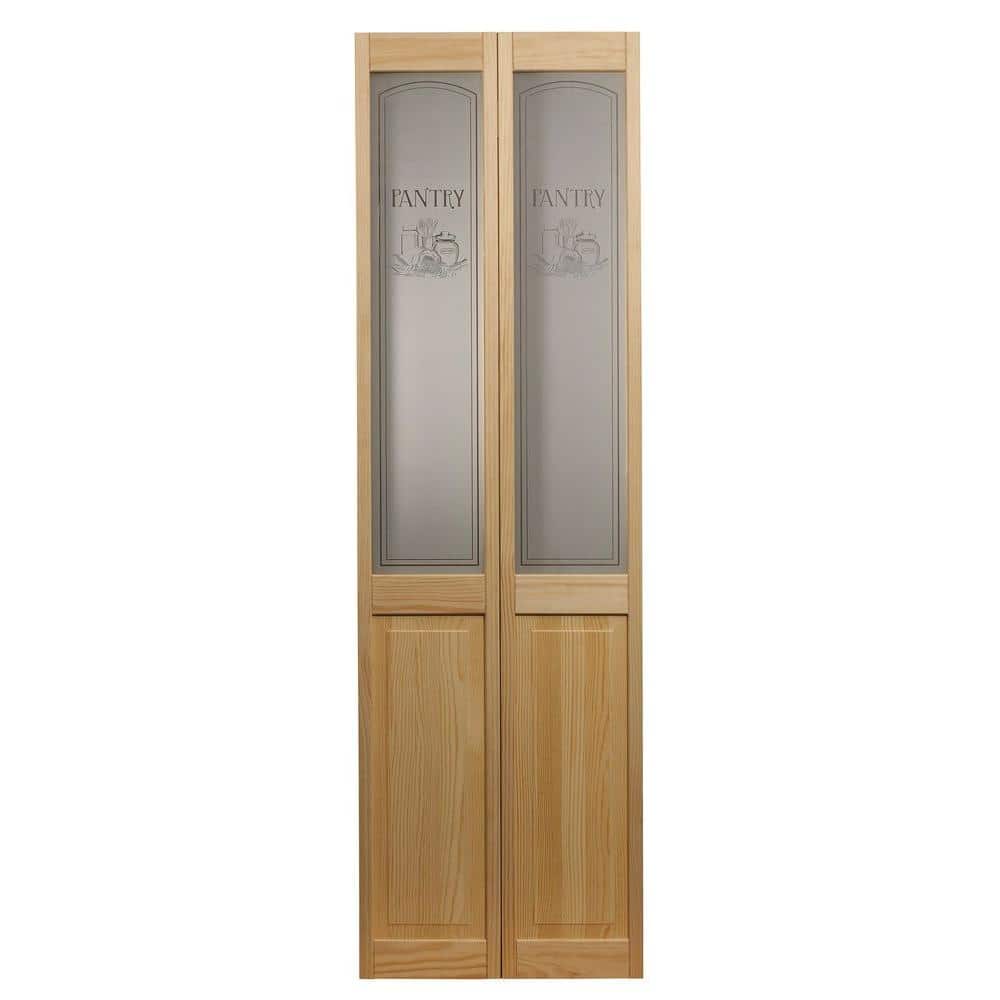 Pinecroft 36 in. x 80 in. Pantry Glass Over Raised Panel 1/2-Lite ...