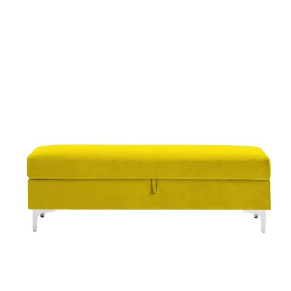 55.9X18.9X17.52 in.Fashion Multifunctional Yellow Bench Storage Ottoman ...