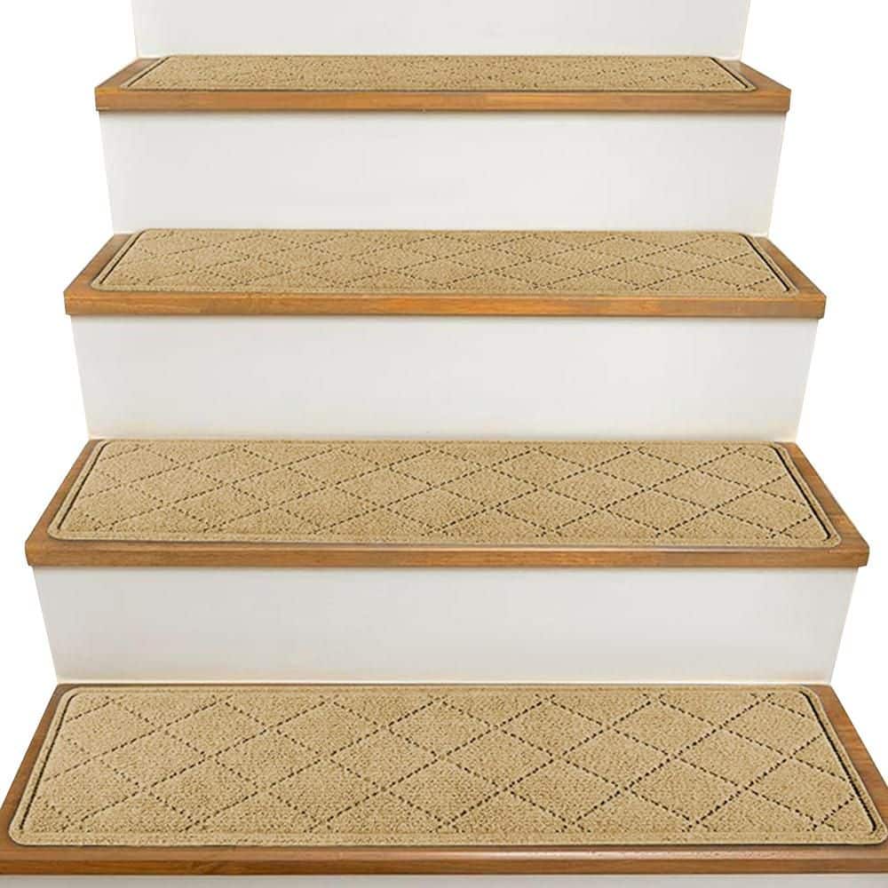 Wellco Self-Adhesive Non-Slip Beige 8 in. x 30 in. Edging Stair Carpet ...