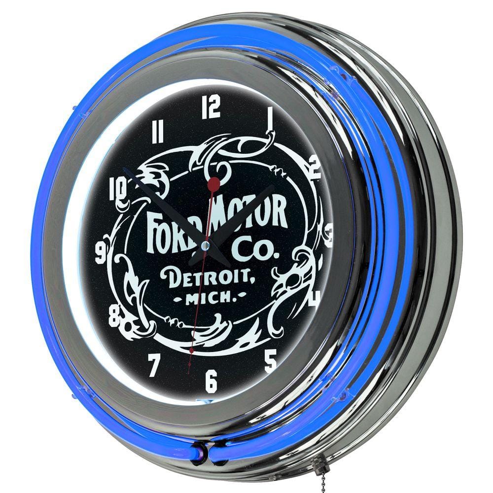 Ford 3 in. x 14 in. Vintage 1903 Motor Company Chrome Double Rung Neon ...