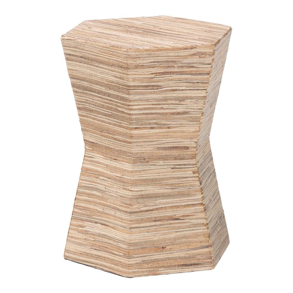 bali & pari Idana 12.4 in. Natural Hexagon Natural Grasscloth End Table ...