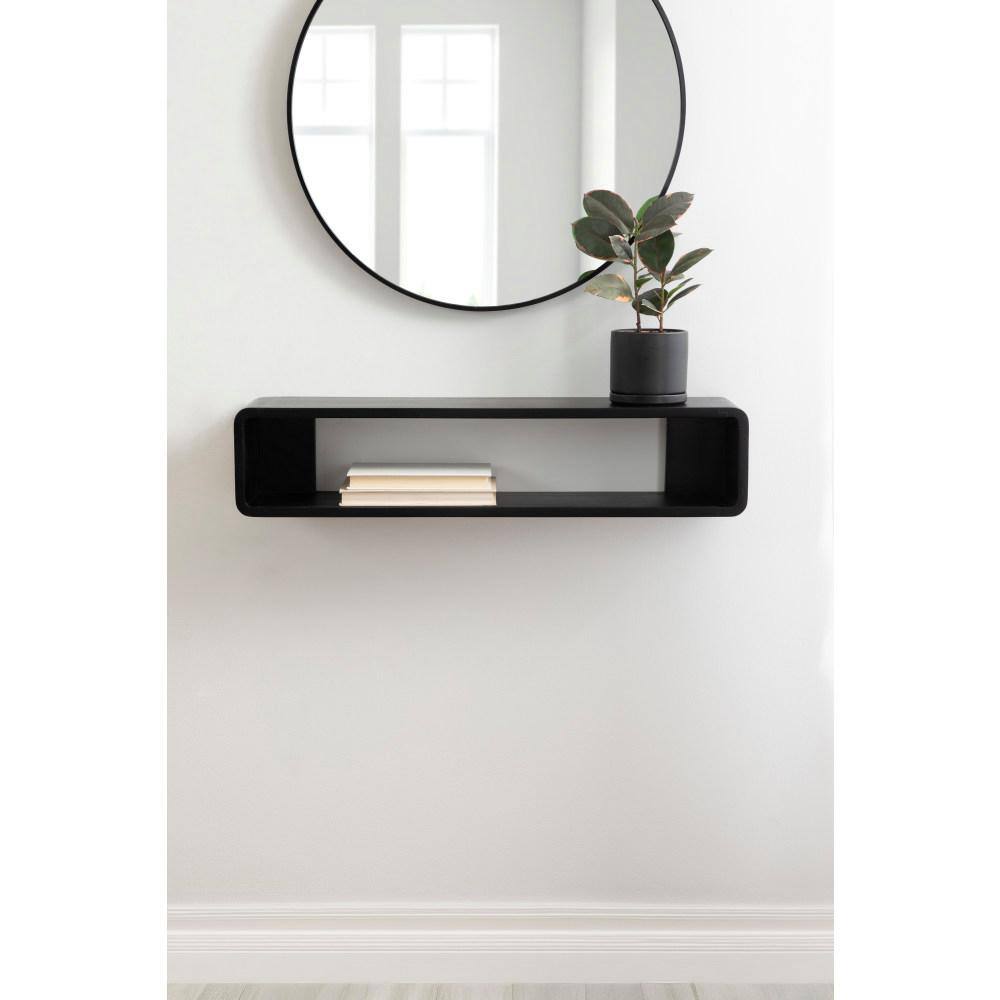Kate and Laurel Deguara 30.00 in. Black Rectangle Solid Wood Floating ...