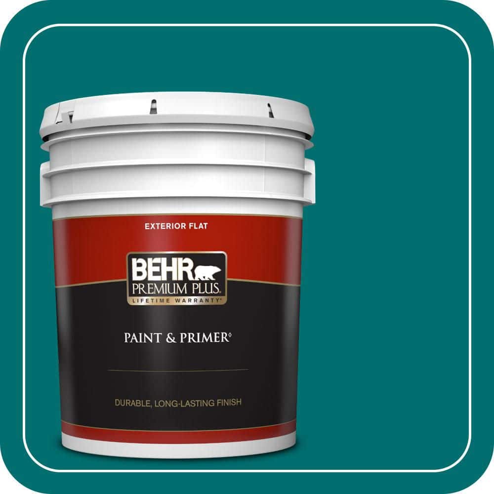 BEHR PREMIUM PLUS 5 gal. #P460-7 Caribbean Current Flat Exterior Paint ...