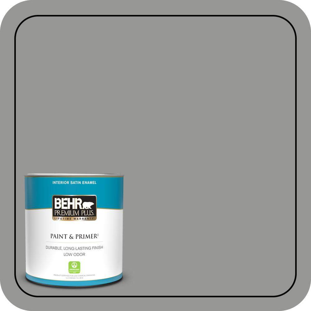 BEHR PREMIUM PLUS 1 qt. #PPU24-19 Shark Fin Satin Enamel Low Odor ...