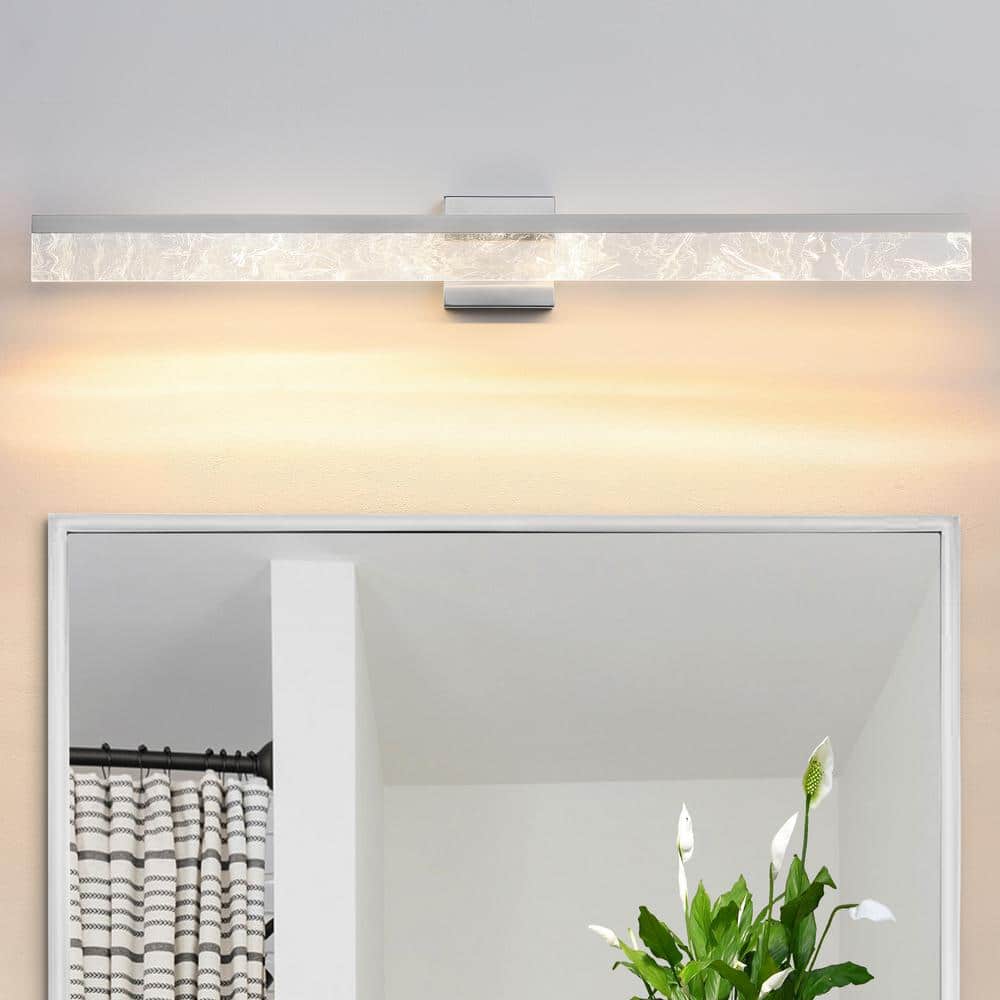 KAISITE 39 in. 1-Light Bathroom Modern Light Fixture Brushed Nickel LED ...