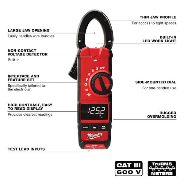 Milwaukee 600 Amp AC/DC Digital Clamp Meter 2237-20 - The Home Depot