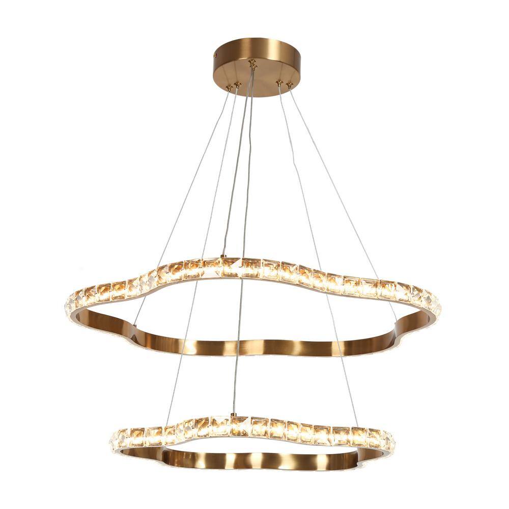 LNC Deslumbrante 2-Light Integrated LED Plating Brass 2-Tier Circle ...
