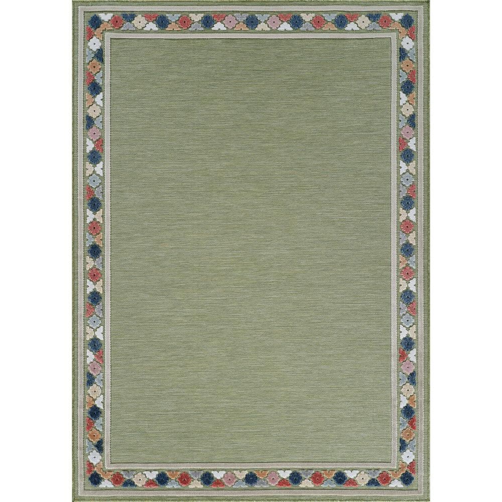 CAMILSON Lara Green 10 ft. x 14 ft. Bordered Stylish Indoor Outdoor ...
