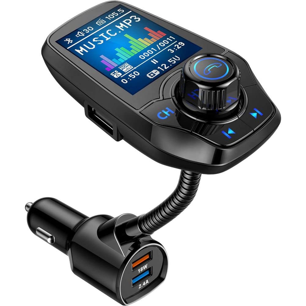 OBJLGEV Bluetooth FM Transmitter Car Radio Adapter Kit 1.8 Display ...
