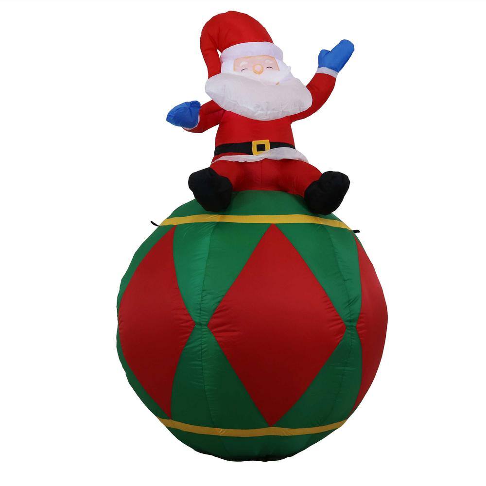 Sunnydaze 5.8 ft. Santa Sitting on Ball Outdoor Inflatable Decoration ...