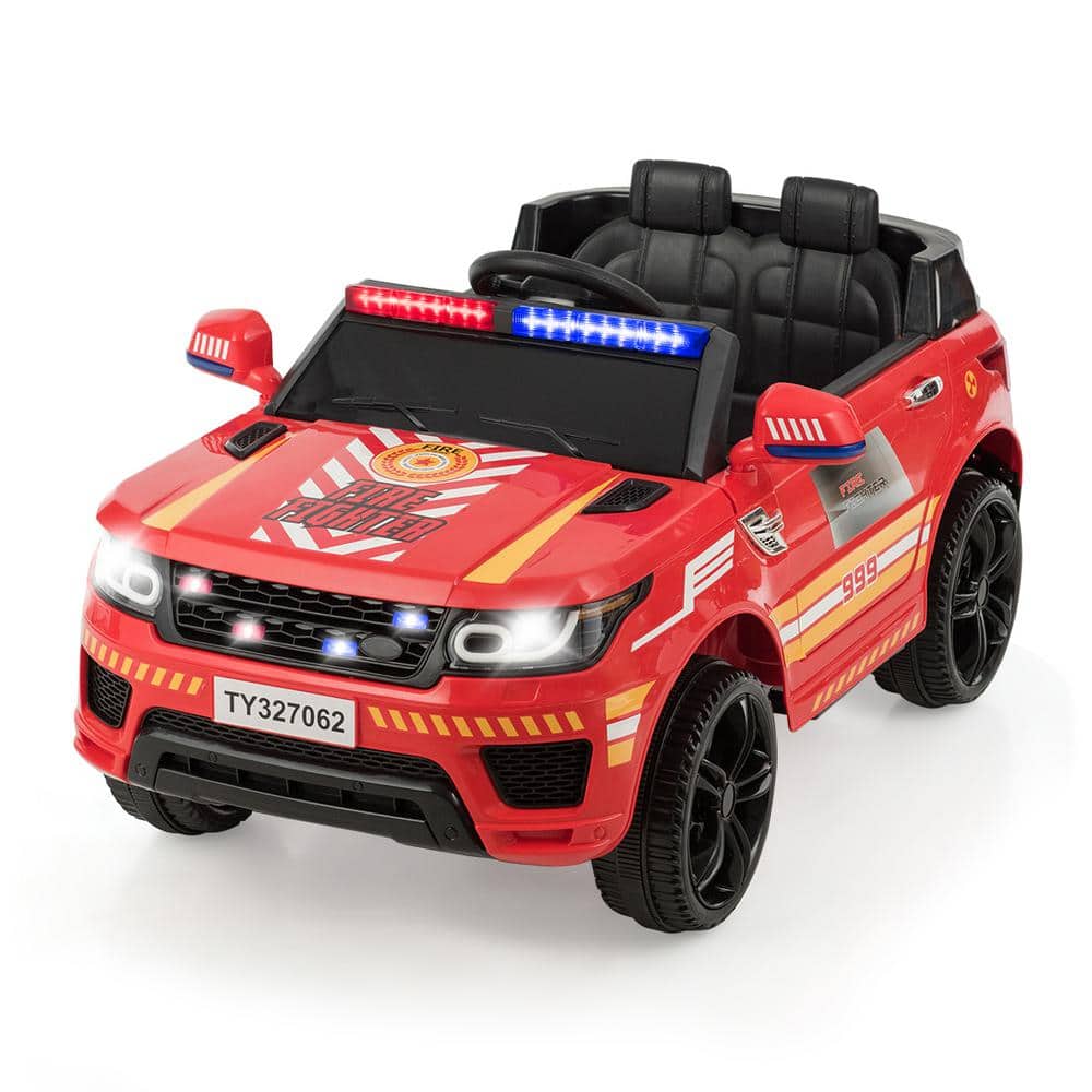 Costway Red Electric Kids Ride On Car with Remote Control Lights ...