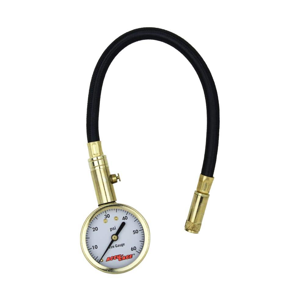Accu-Gage Tire Pressure Gauge 11 in. Braided Air Hose Straight Foot Air ...