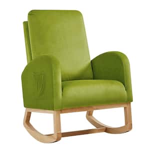 KINWELL Green Upholstery Nursery Accent Rocking Chair with Thick ...