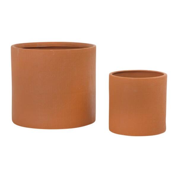 Storied Home Stoneware Planter with Texture Finish in Red (Set of 2 ...