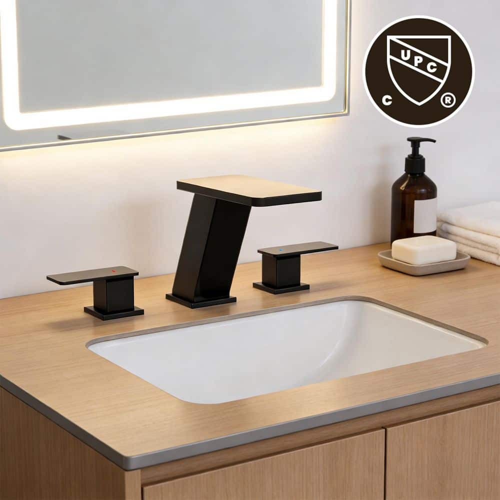 INSTER Elite 8 in. Waterfall Widespread 2-Handle Bathroom Faucet 3-Hole ...