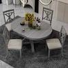 Harper & Bright Designs 5-Piece Gray Round Extendable Wood Dining Table ...