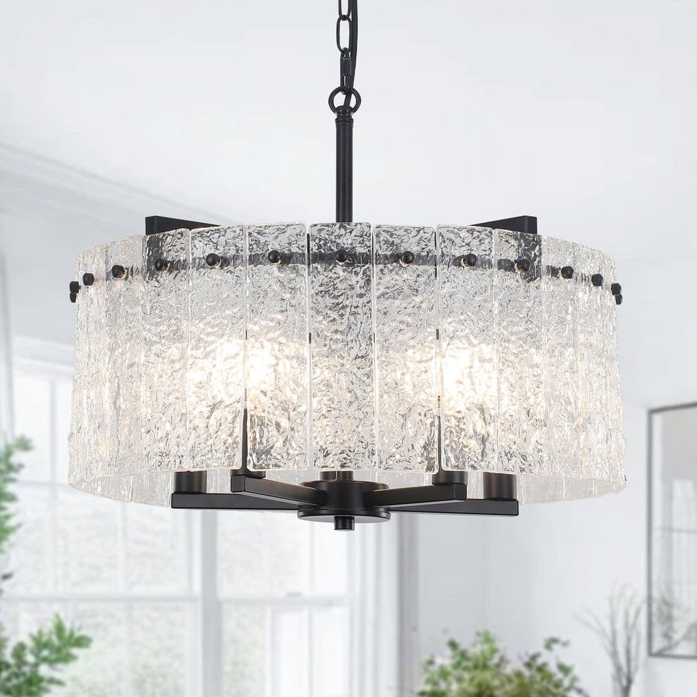 HLJYNJM 5-Light Black Hanging Linear Chandelier Lighting Fixture with ...