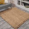 JONATHAN Y Pata Hand Woven Chunky Jute with Fringe Natural 5 ft. Square ...