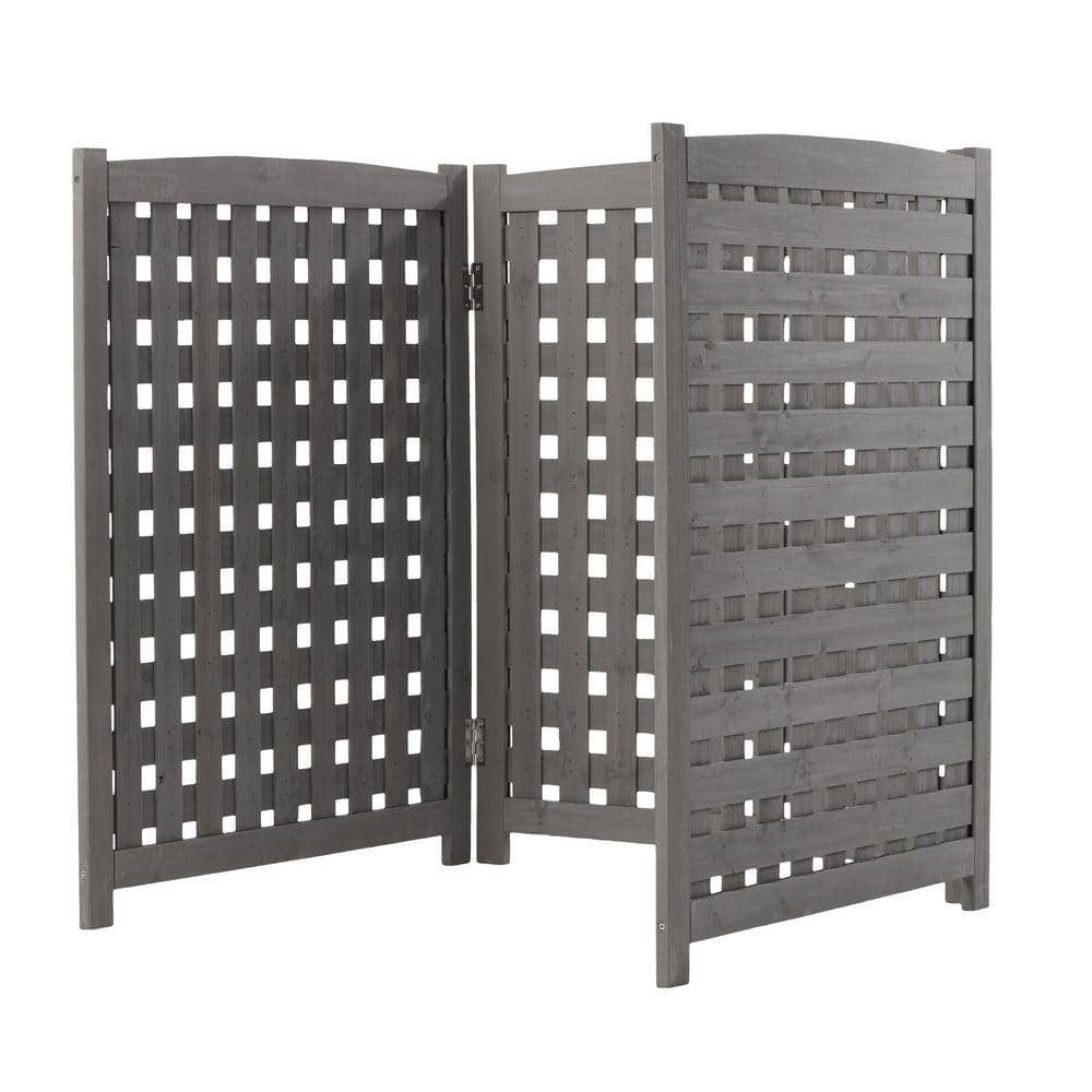 Gruisse 3-Panel Outdoor Air Conditioner Fence Screen, Outside Wood ...