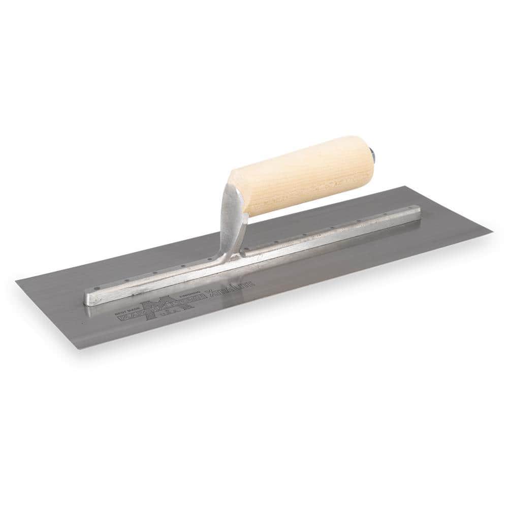 MARSHALLTOWN 14 in. x 4-1/2 in. Finishing Straight Wood Handle Trowel ...