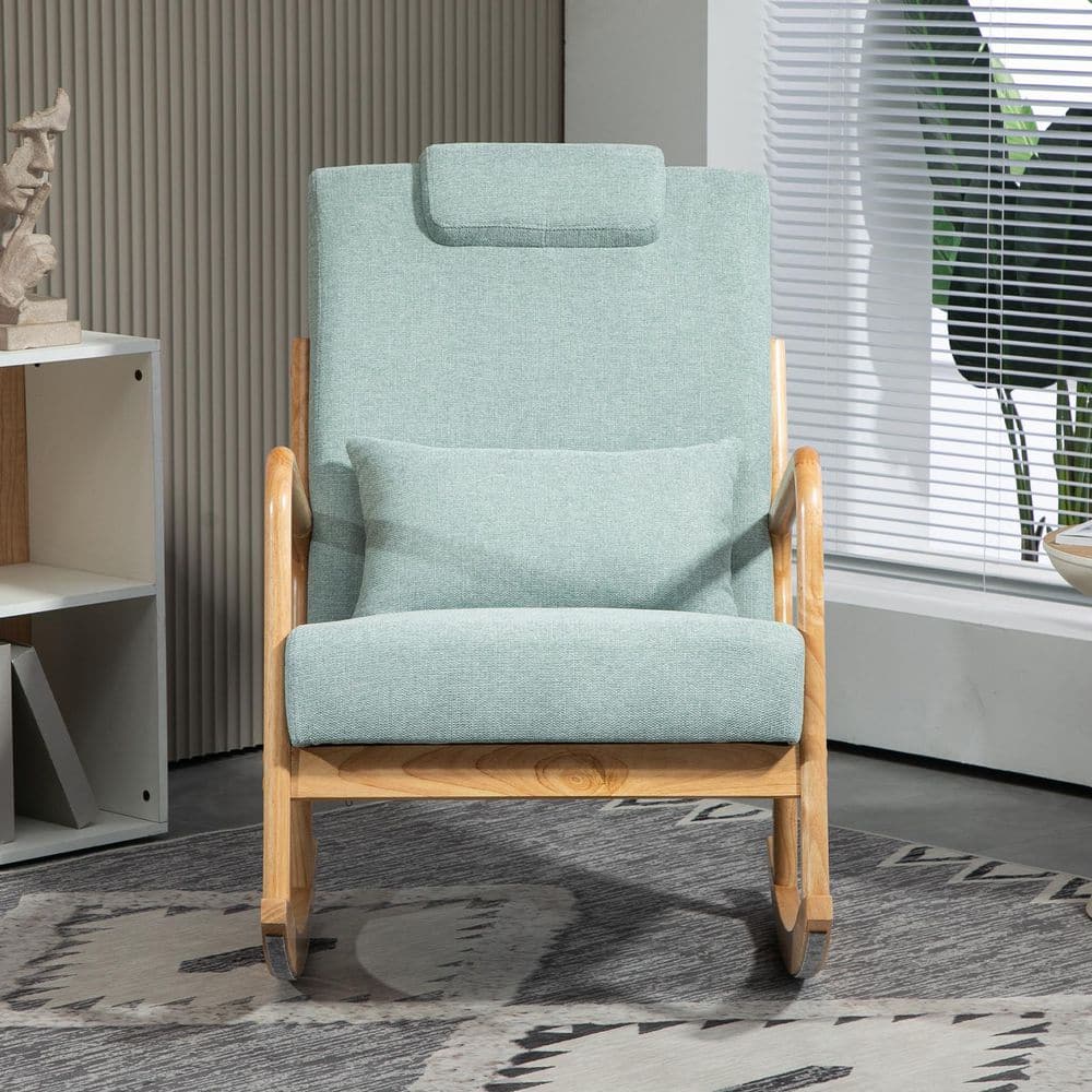 YOFE Light Green Linen Modern Glider Rocking Chair, Living Room Accent ...