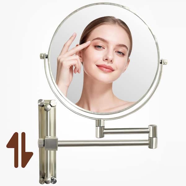 INSTER 8 in. W x 8 in. H Round 1X/10X Magnifying Mirror Wall-Mount ...