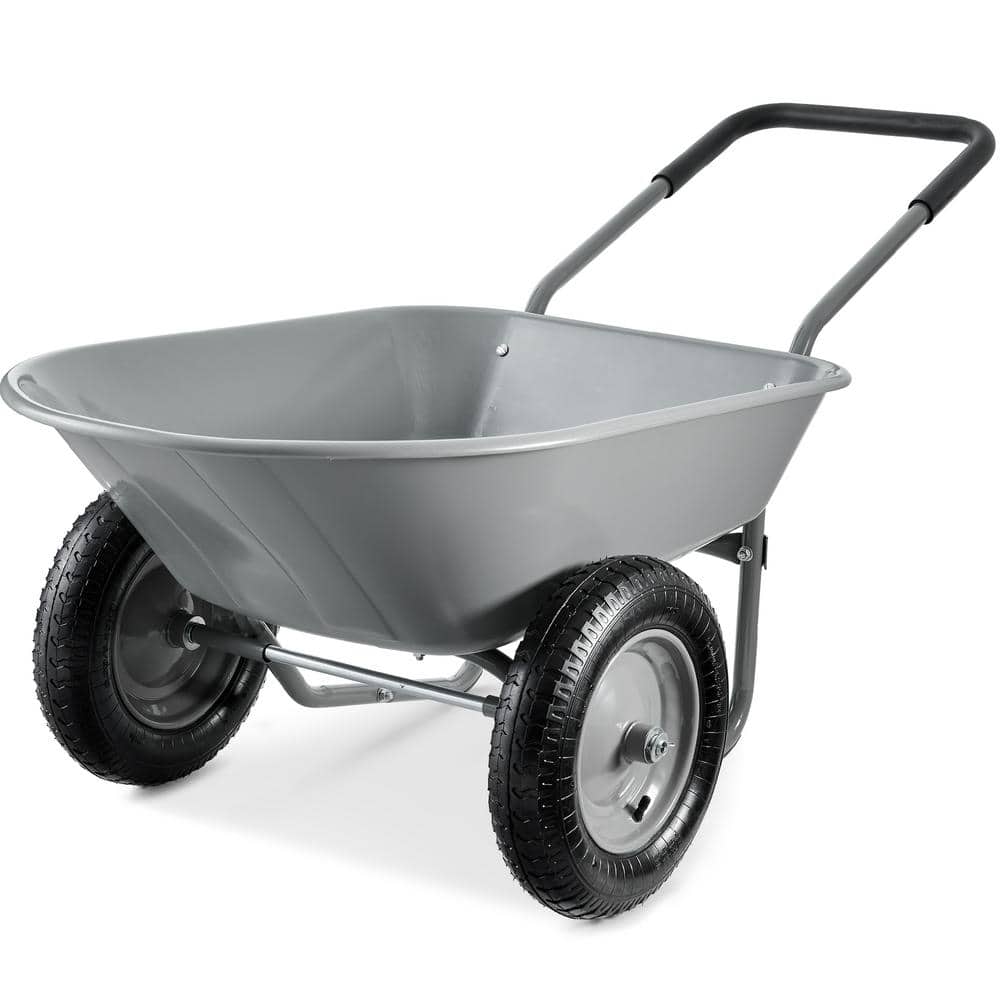 Best Choice Products 5 cu. ft. Gray Plastic Wheelbarrow with Padded ...