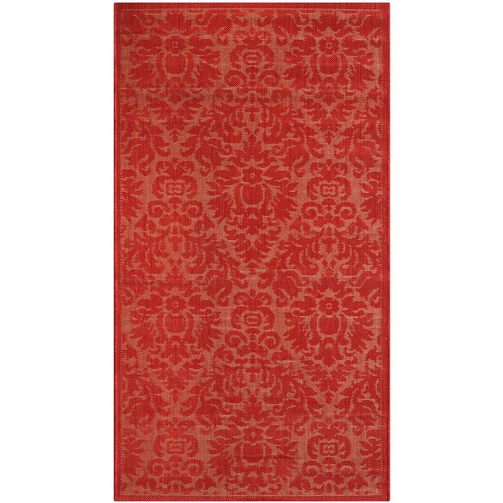 SAFAVIEH Courtyard Red Doormat 2 ft. x 4 ft. Floral Indoor/Outdoor ...