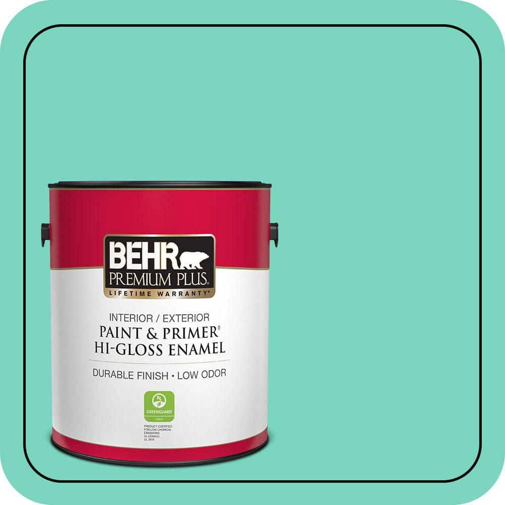 BEHR PREMIUM PLUS 1 gal. #P430-3 Green Parakeet Hi-Gloss Enamel ...