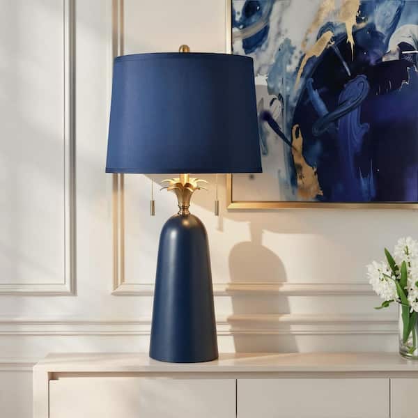 StyleCraft 31.5 in. Latilly Blue Contemporary Table Lamp for Living ...