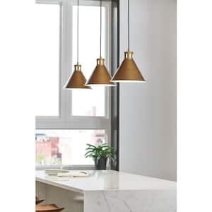 KICHLER Zailey 16 in. 1-Light Natural Brass Vintage Industrial Shaded ...