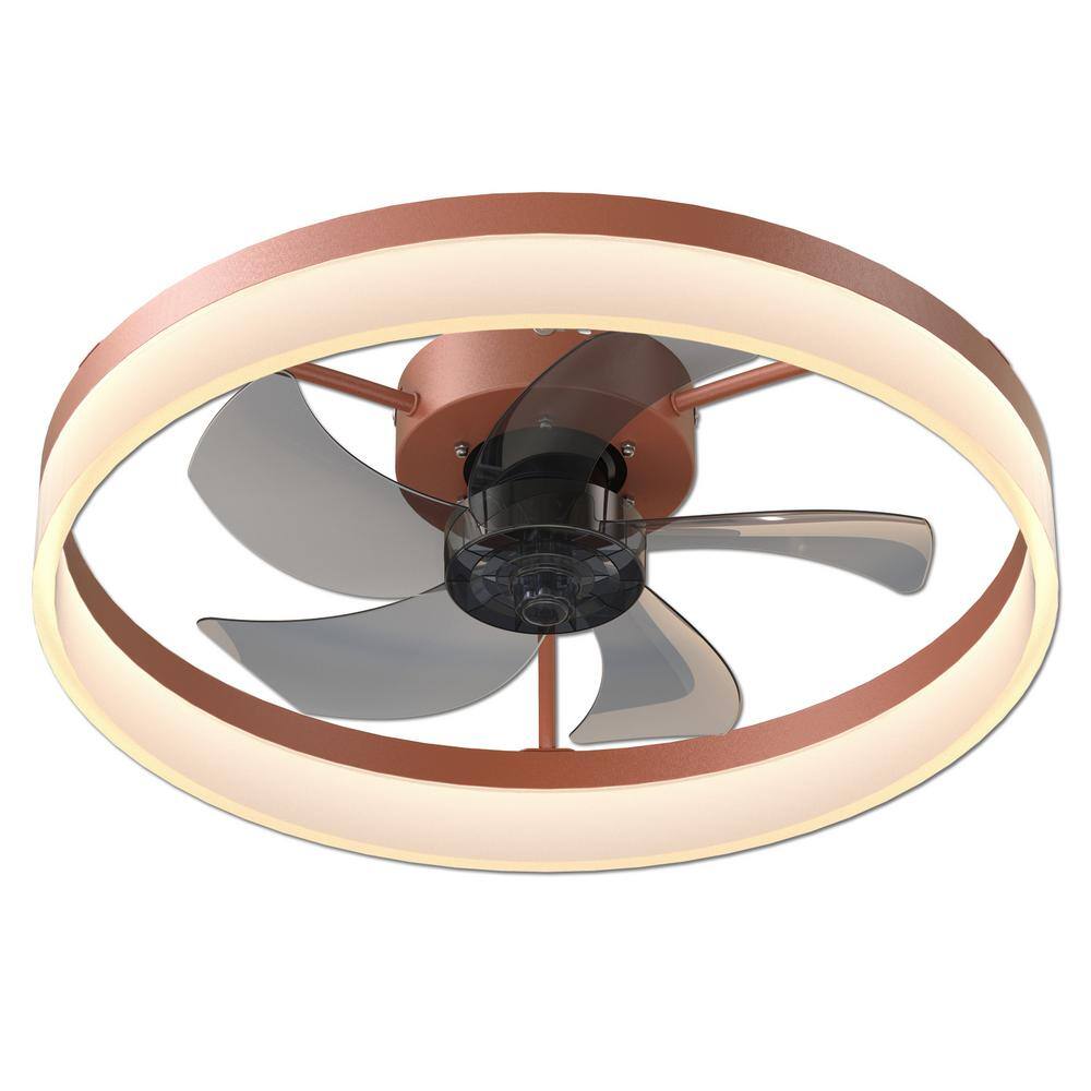 Logmey Semi Flush Mount 19.7 in. LED Dimmable Indoor Red Ceiling Fan ...