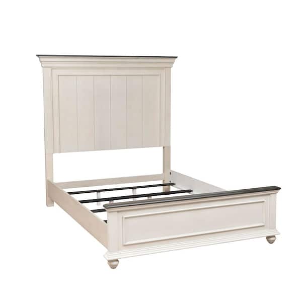 Linon Home Decor Ellington Antique White Queen Wood Frame Sleigh Bed ...