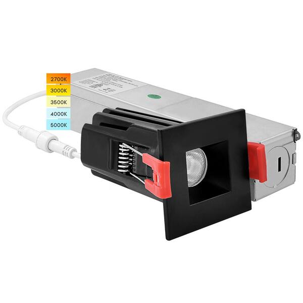 LUXRITE 1 in. Square LED Recessed Light J-Box 7-Watt 5 Color Selectable ...