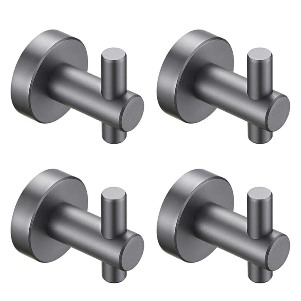 UPIKER Round Knob Bathroom Robe/Towel Hook in Aluminum Gun Ash (4-Pack ...