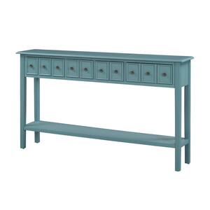 JAYDEN CREATION Stella 60 in. Teal Wood Rectangle Console Table with ...